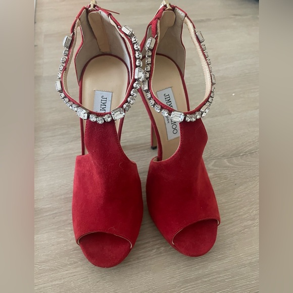 Jimmy Choo | Shoes | Jimmy Choo Red Suede Stiletto Heels | Poshmark